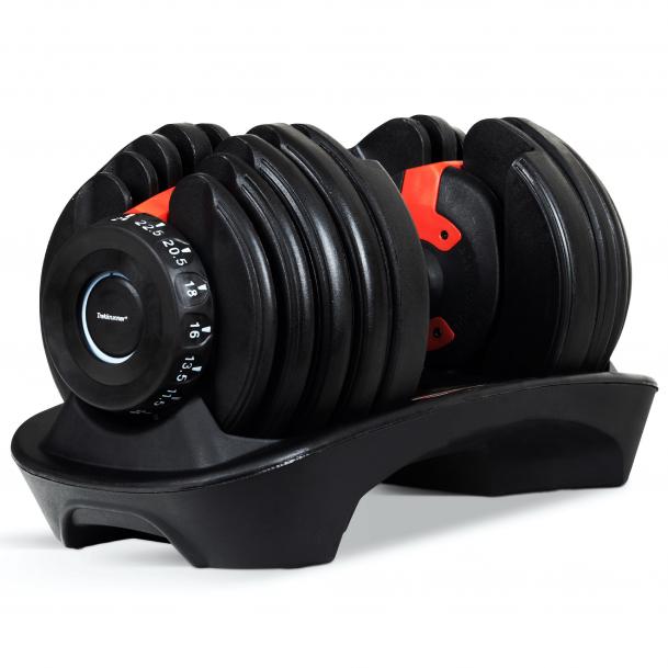 Justerbar hantel 2,5-24kg | 15 vektnivåer | Trekkrunner | Prisklok