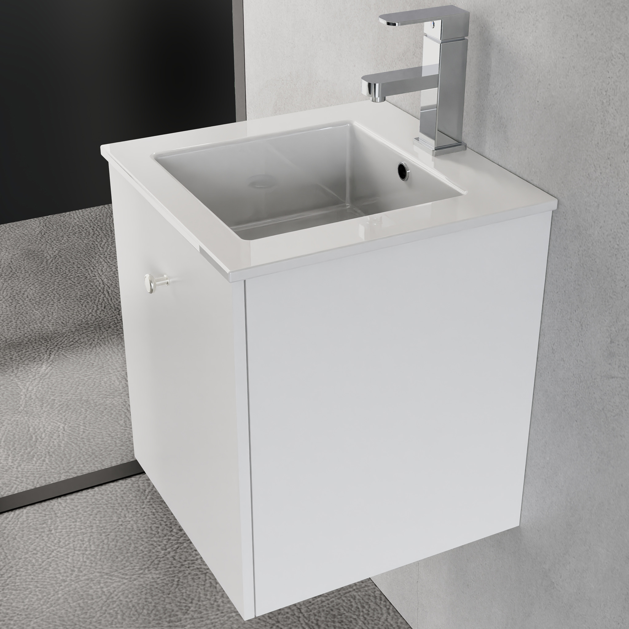 Liten kommode 40cm | Nedfelt vask | Vilmer hvit | Prisklok