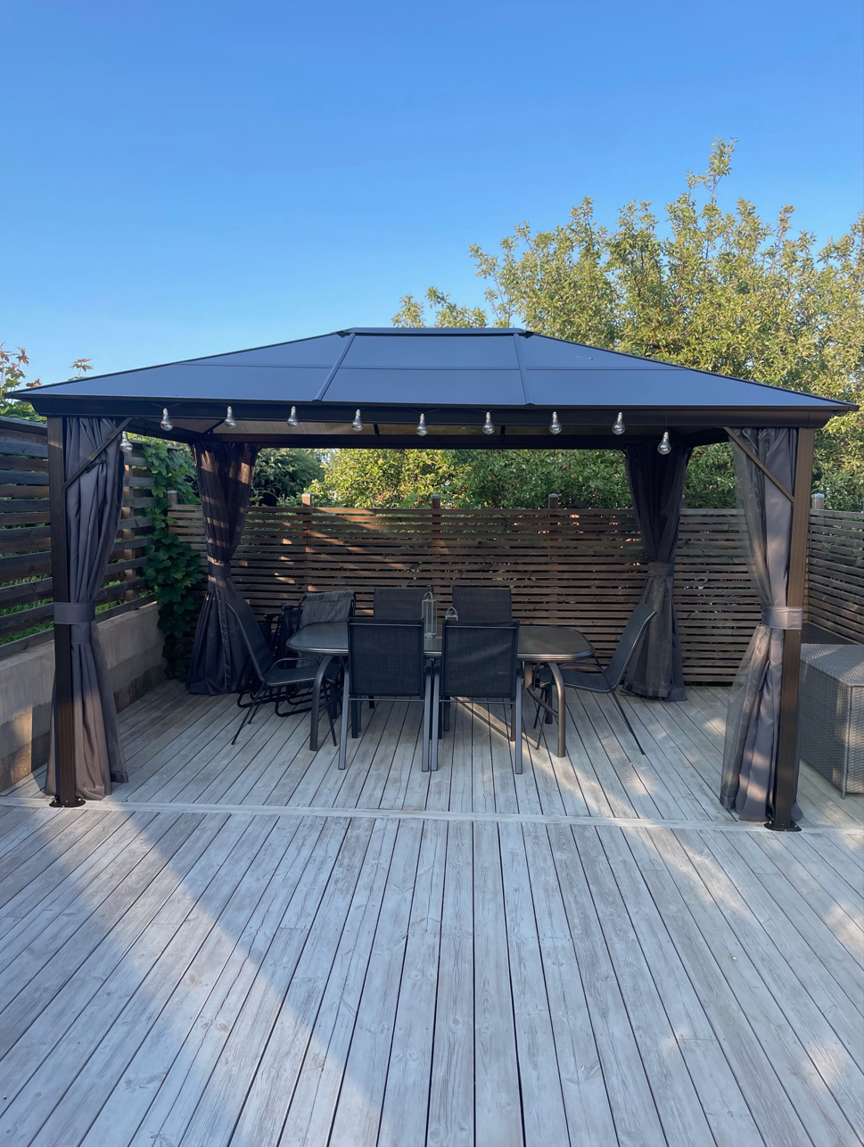 Paviljong premium 4x3m | Tak i kanalplast | Inkl. Väggar och myggnät